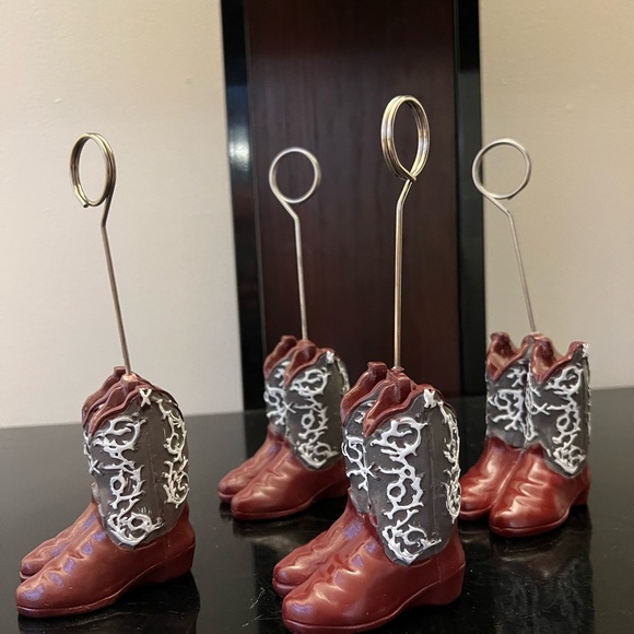 Accents | 4p Western Boot Photo Holders Pcs Cowboy Boots Table Number ...